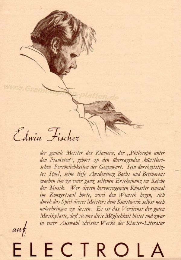Forums / Zeitgenössisches Schriftmaterial / Edwin Fischer auf Electrola ...